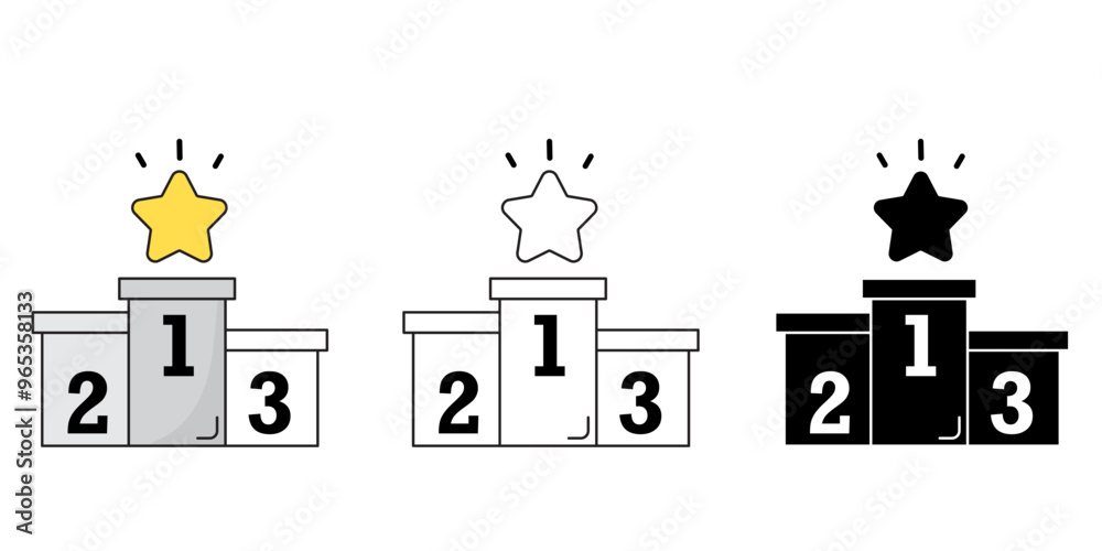 Winner podium icon, stairs and star symbol isolated background, winner ...