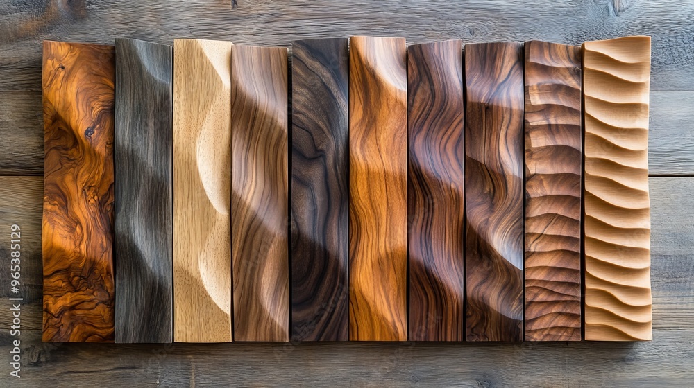 Walnut wood board with wavy grain details, rustic and natural texture ...