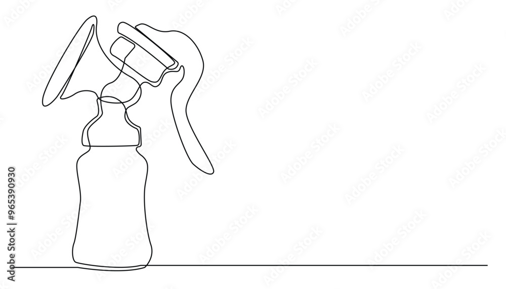 continuous line breast pump.one line drawing of tool for pumping mother ...