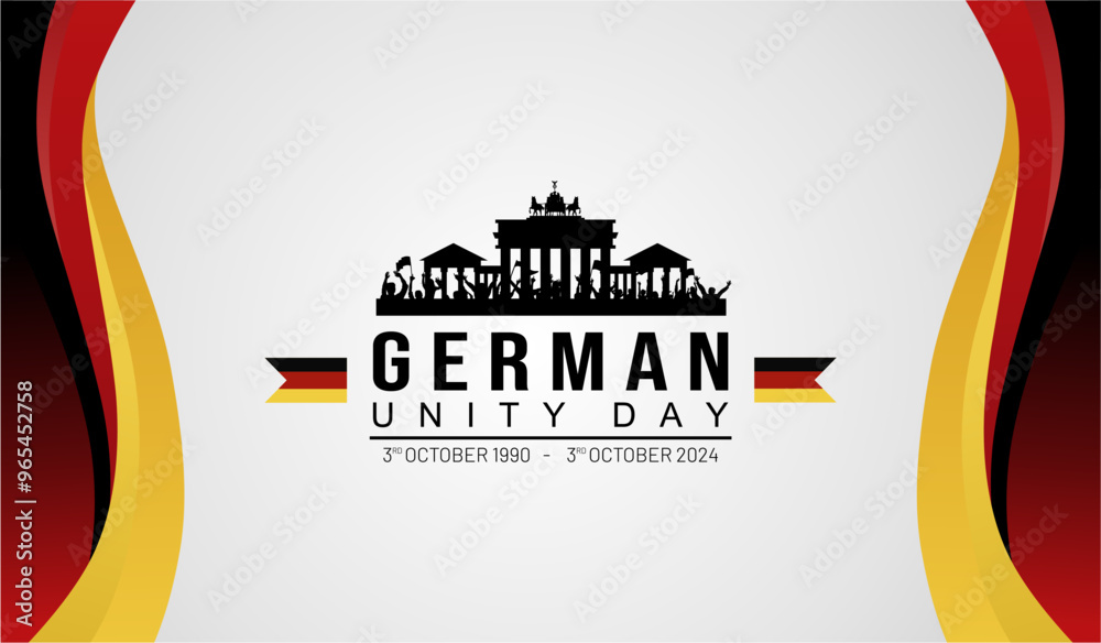 German Unity Day 2024 Gradient Banner with Crowd Happy People in front ...