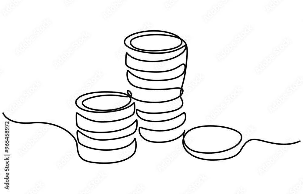 Vector de Stock dollar coin set, Stacked golden coins illustration ...