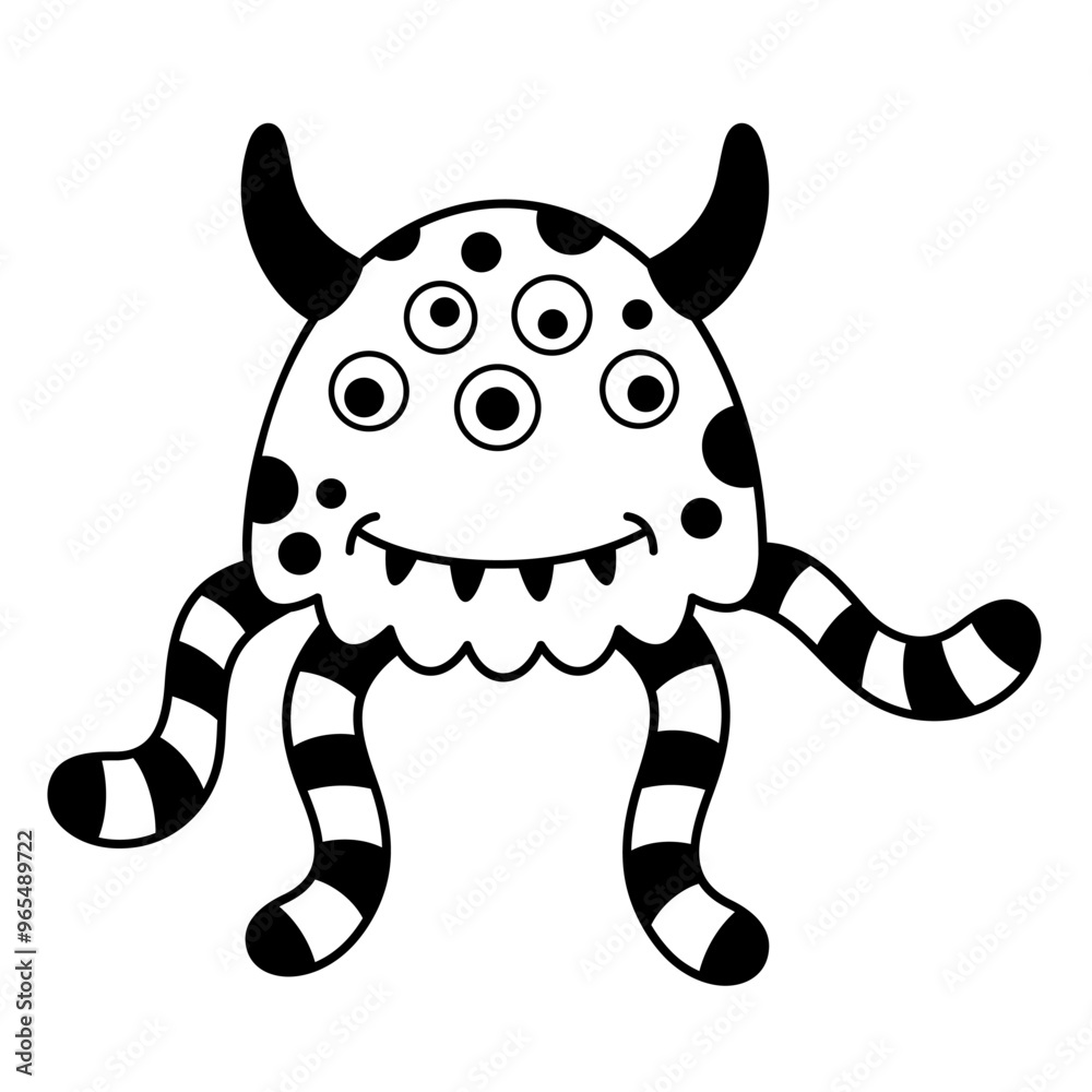 Black and white Halloween monster clipart. Cute monster clipart. Kids ...