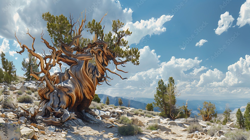 The ancient Methuselah tree, a Great Basin bristlecone pine, standing ...