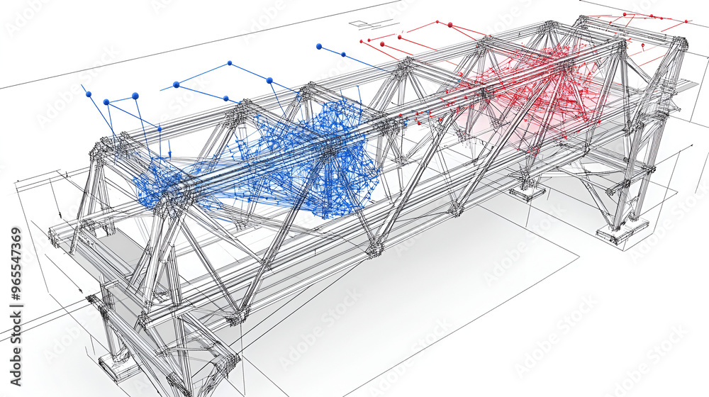 Ilustración De Stock Bridge Engineering Structural Analysis Results Of The Finite Element Method