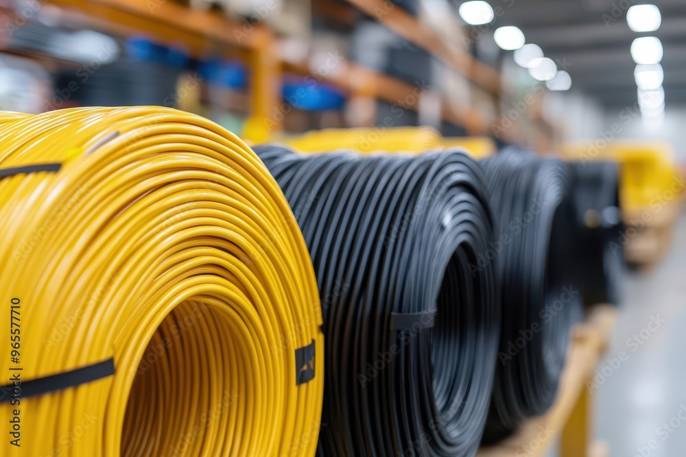 Polyethylene tubing coiled for industrial use, large spool, ready for ...