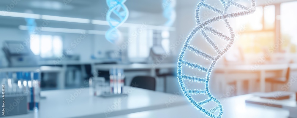 High-resolution holograms of DNA sequences floating above lab desks in ...