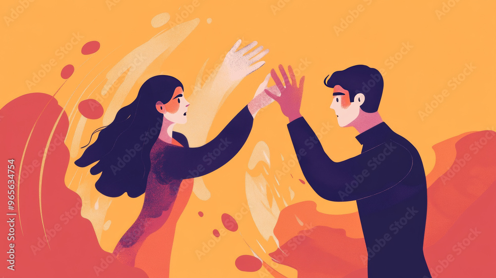 Stop, domestic violence, creative social issue, flat illustration ...