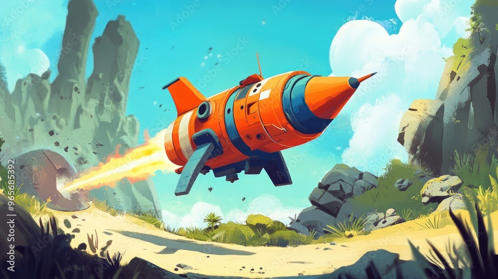 2D cartoon style projectile launcher Stock Illustration | Adobe Stock