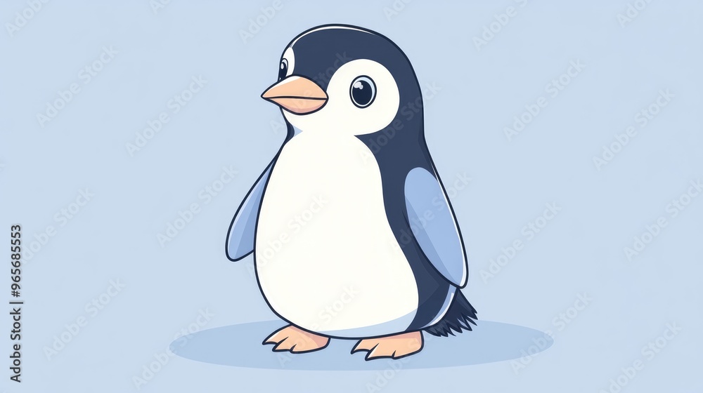 Cute penguin illustration in 2D cartoon style featuring playful doodle ...