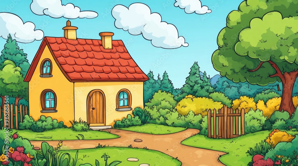 2D cartoon style coloring book page featuring a vibrant template for ...