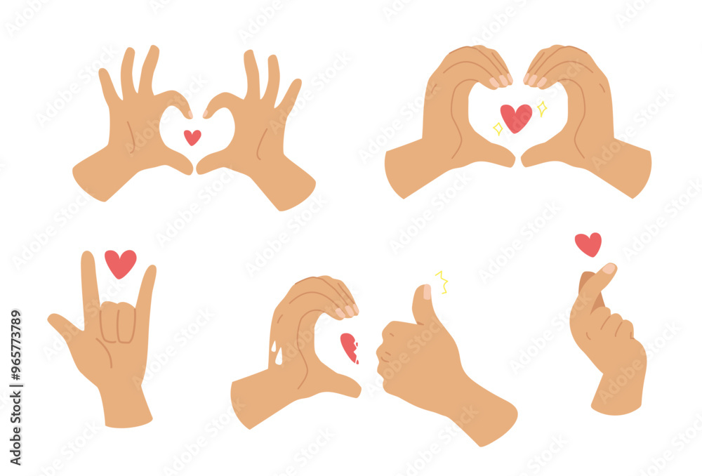 heart hand sign hand gestures mini heart friend zone drawing Stock ...