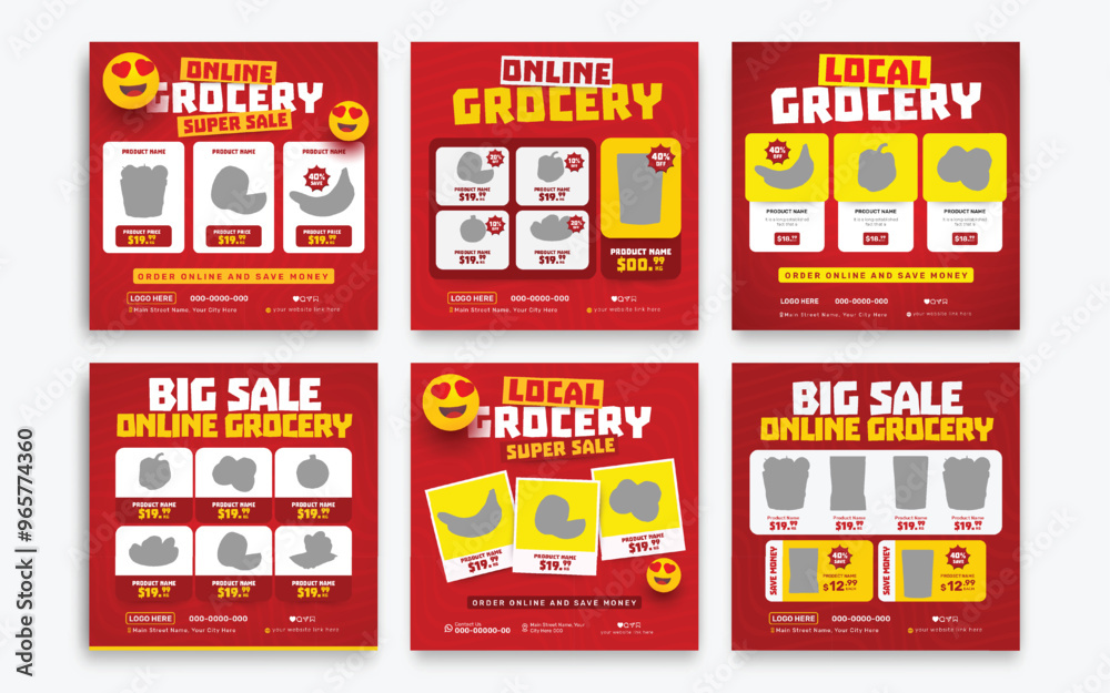 Shop promotion catalog social media post set template, product catalog ...