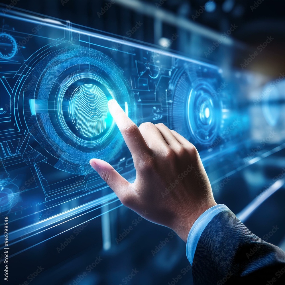 the users hand engaging with the touchscreen at an eye-level angle ...