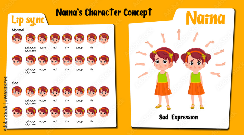 Sad girl cartoon character | Sad girl face expression cartoon | Lip ...