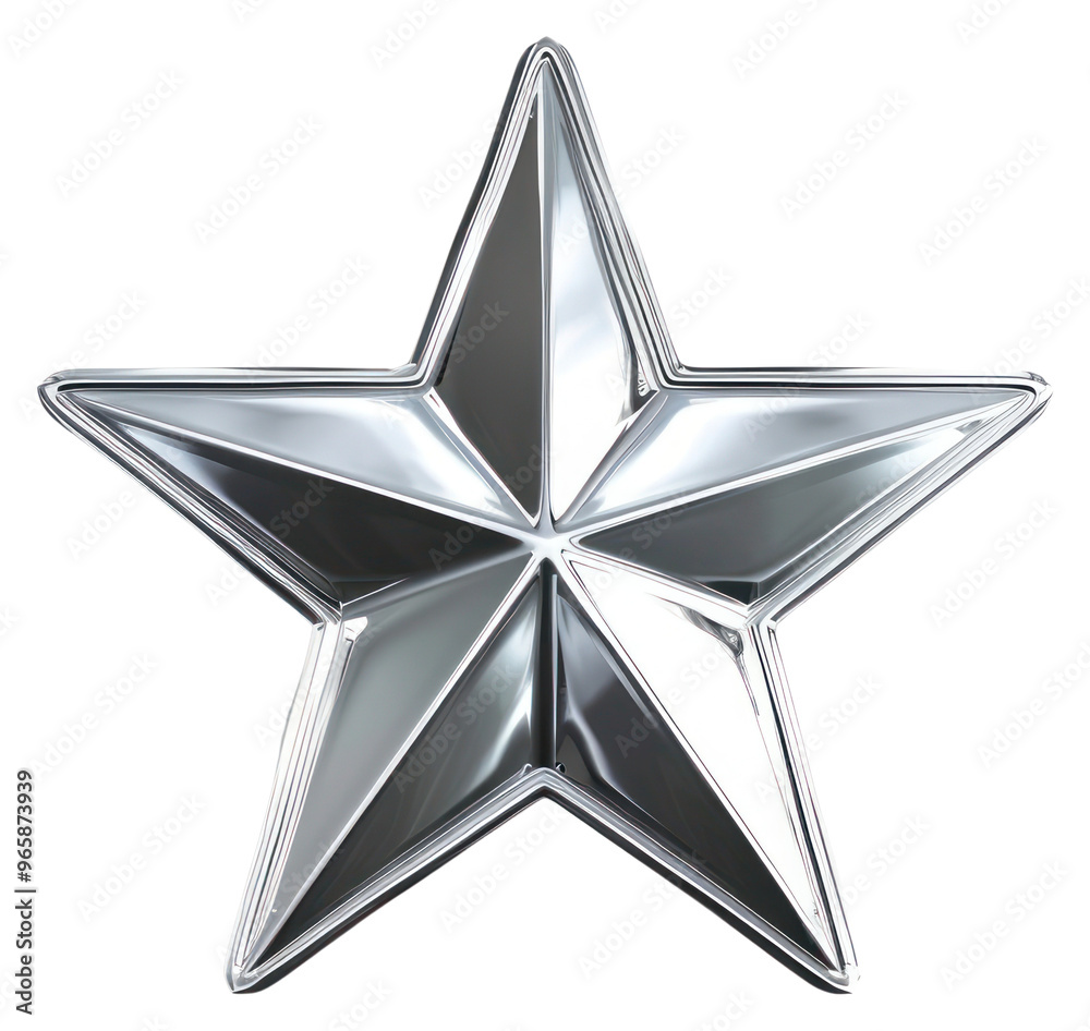PNG Shiny metallic silver star decoration Stock Illustration | Adobe Stock