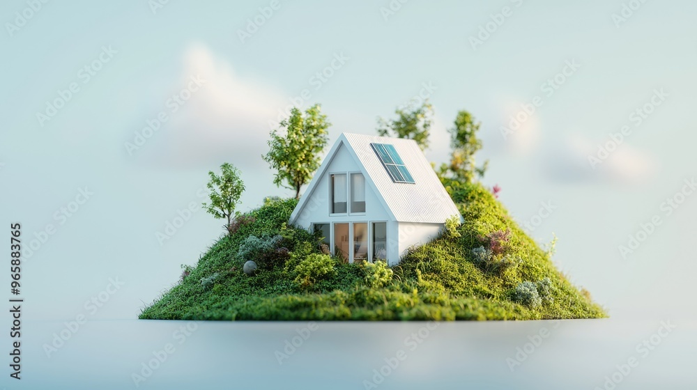 Futuristic sustainable house with walls made of renewable and natural ...