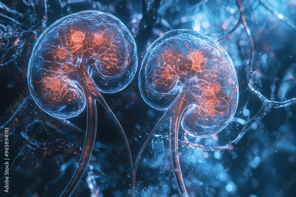 image depicts detailed and vibrant representation of human urinary ...