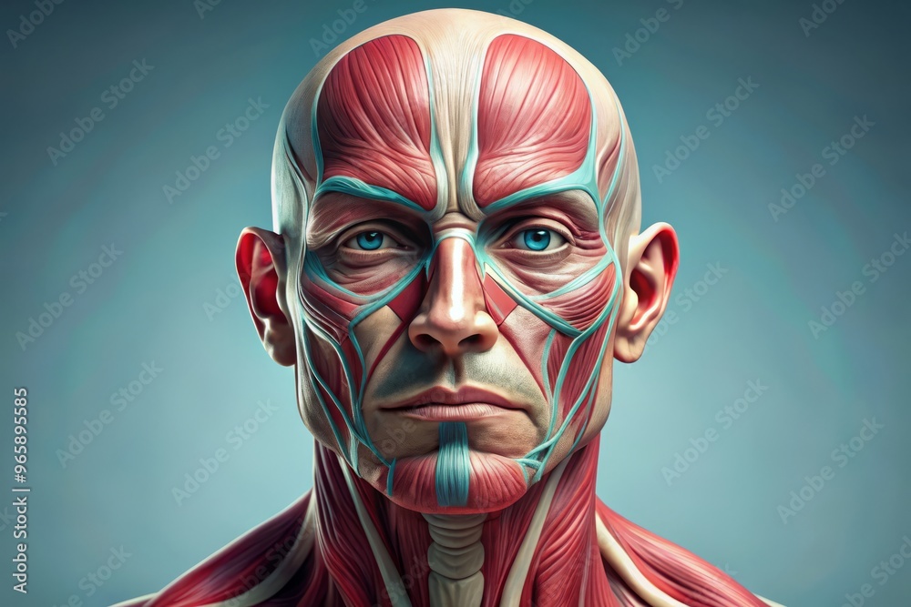 facial muscle structure anatomical illustration illustration style ...