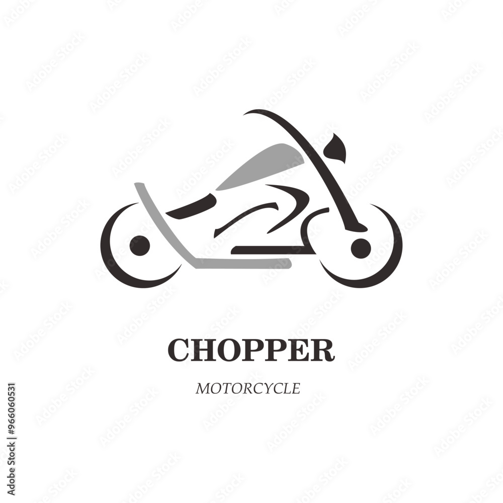 A minimalist vector logo design of a classic chopper motorcycle. The ...