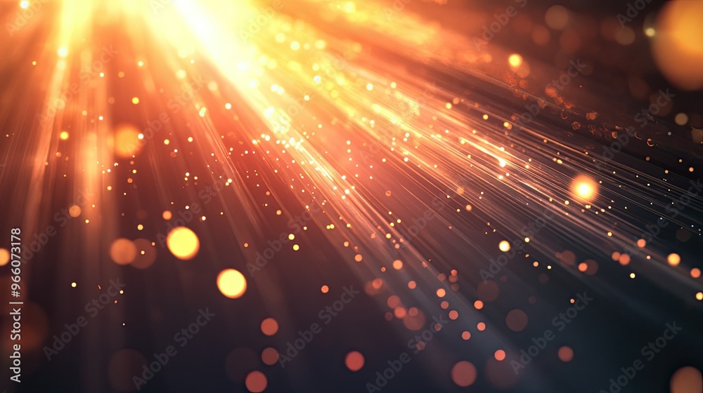 Glowing lens flare with multiple light beams and soft, diffused halos ...