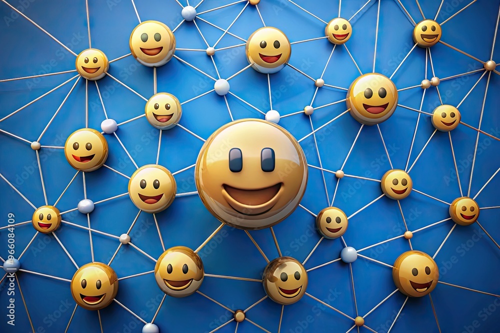 Network Icon Made Of Emoji Faces With Blue Background And Gold Linkedin ...