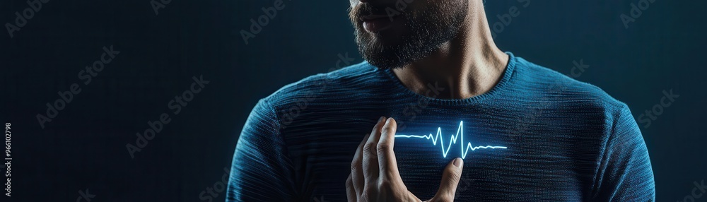 A wearable ECG patch on a patient s chest, continuously monitoring ...