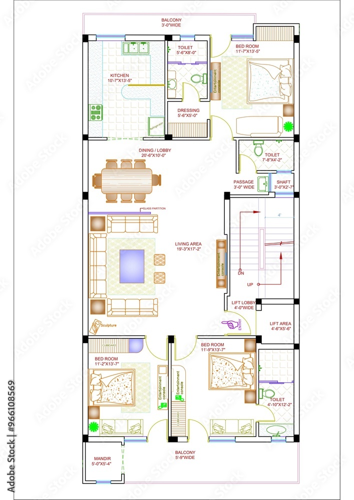 Architectural Floor plan Typical Autocad Floor Plan, 2D Drawing, House ...