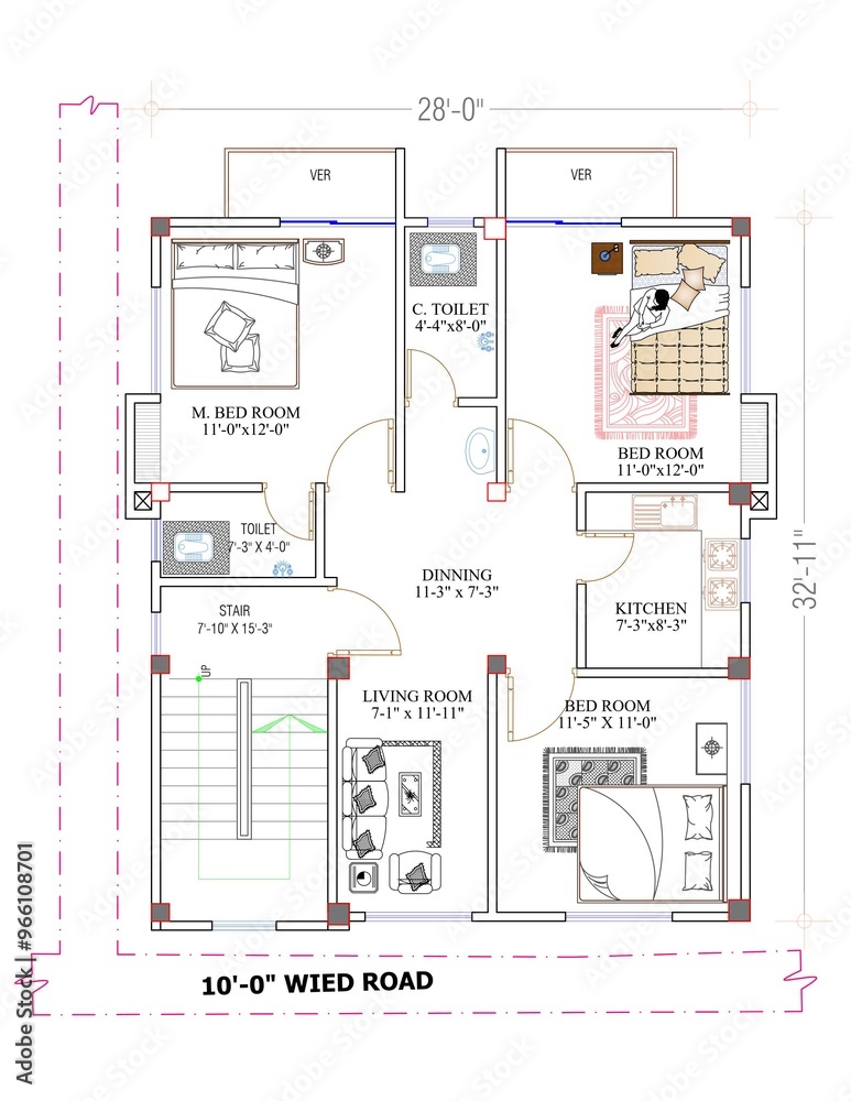 Architectural Floor plan Typical Autocad Floor Plan, 2D Drawing, House ...