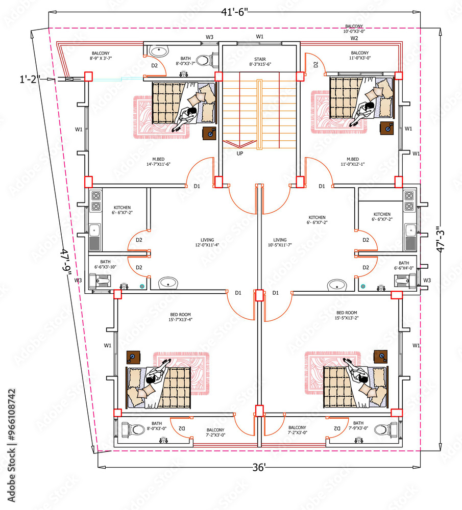Architectural Floor plan Typical Autocad Floor Plan, 2D Drawing, House ...