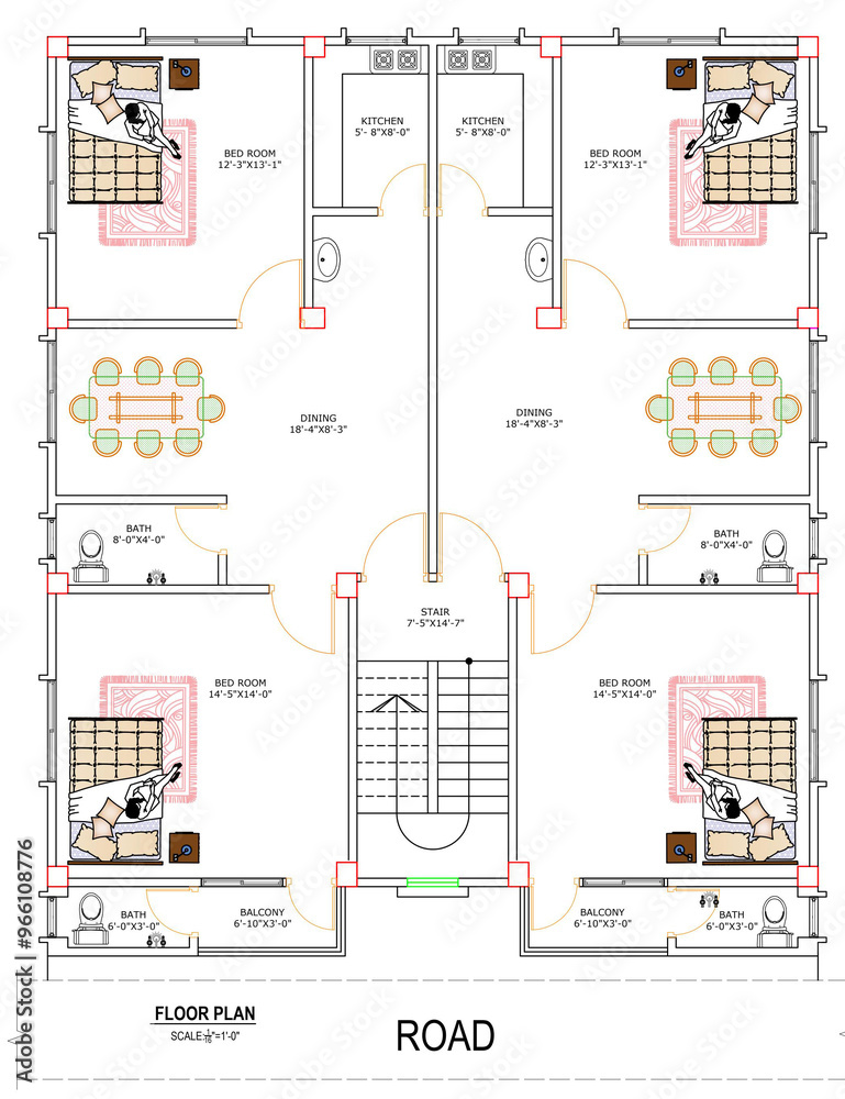 Architectural Floor plan Typical Autocad Floor Plan, 2D Drawing, House ...
