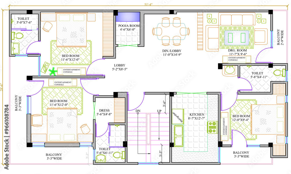 Architectural Floor plan Typical Autocad Floor Plan, 2D Drawing, House ...