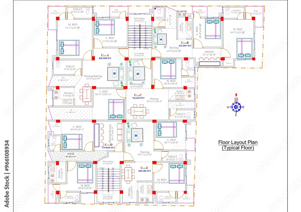 Architectural Floor plan Typical Autocad Floor Plan, 2D Drawing, House ...