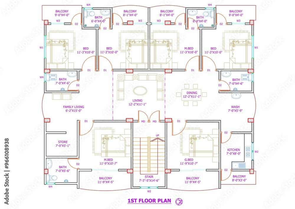 Architectural Floor plan Typical Autocad Floor Plan, 2D Drawing, House ...