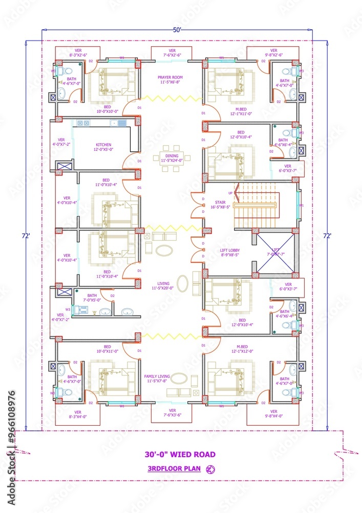 Architectural Floor plan Typical Autocad Floor Plan, 2D Drawing, House ...