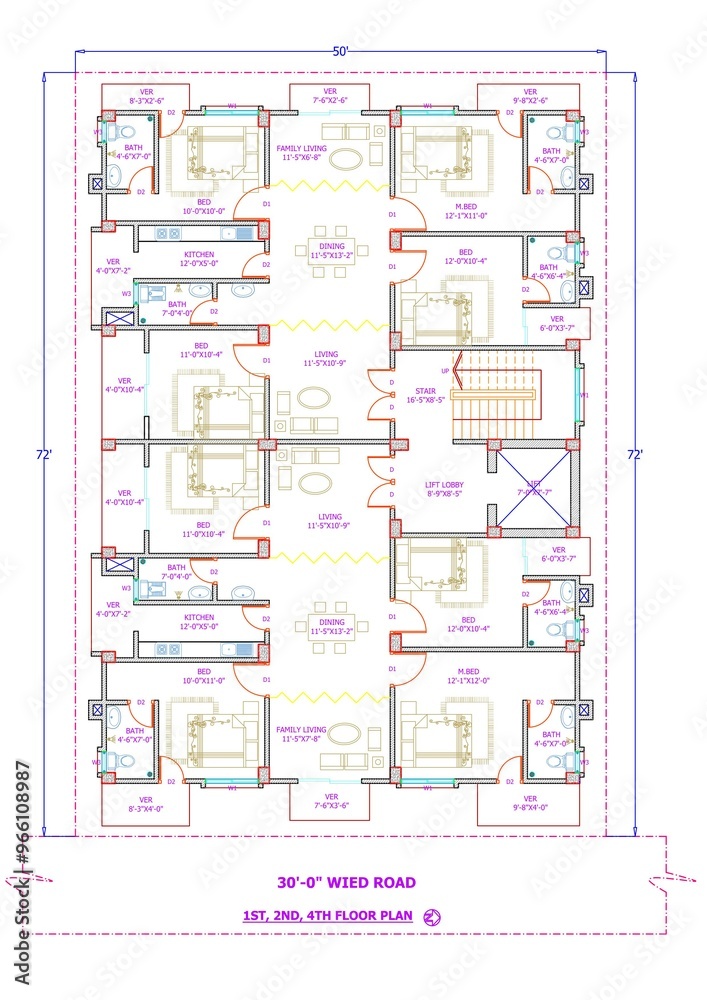 Ilustración de Stock Architectural Floor plan Typical Autocad Floor ...