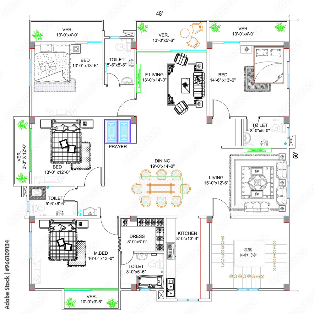 Architectural Floor plan Typical Autocad Floor Plan, 2D Drawing, House ...