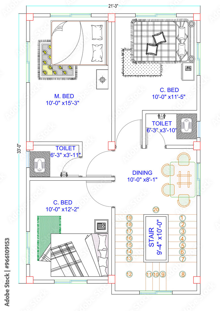 Architectural Floor plan Typical Autocad Floor Plan, 2D Drawing, House ...