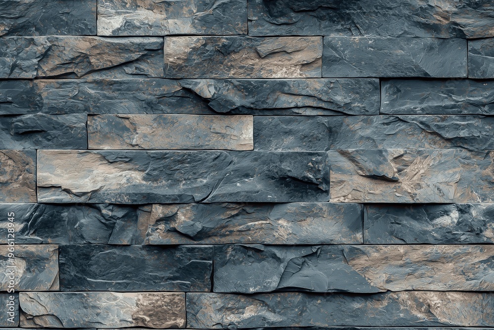 Textured artesia stone cladding wall made of dark slate stone tiles ...