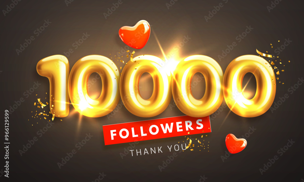 10000 followers celebration banner. Thank you 10k follower peoples ...