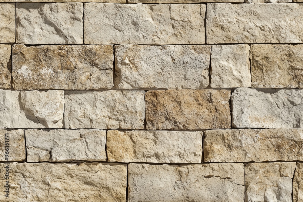 Textured coursed stone cladding wall made of various sizes of light ...