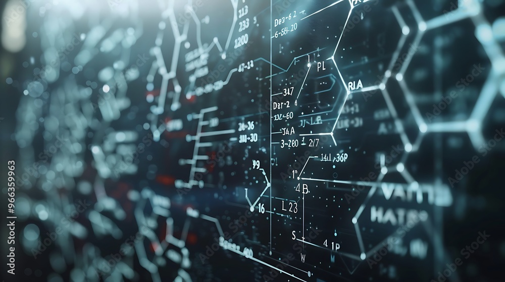 Transparent science formula on a crisp computer screen, close-up, clear ...