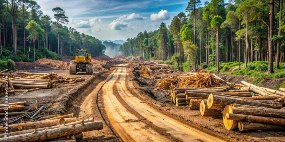 Deforestation And Road Construction Leaving A Wide Path Of Destruction ...