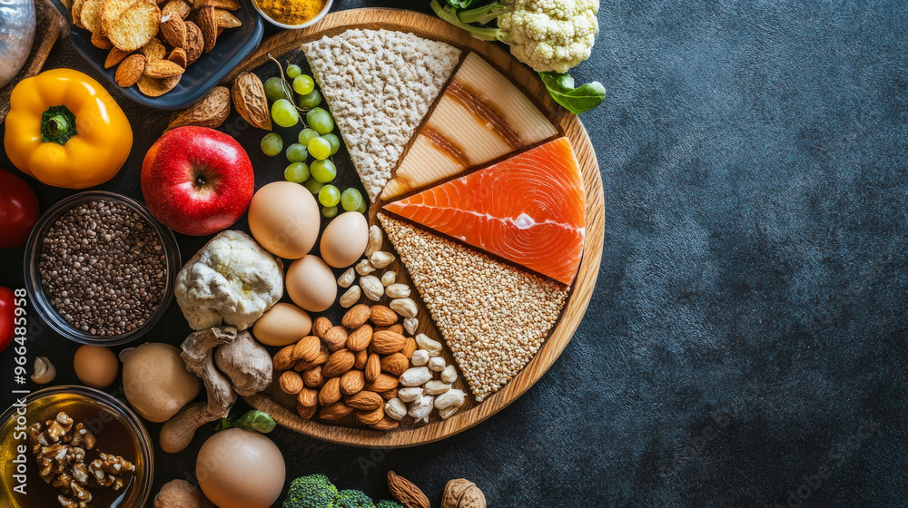 The pie chart shows the different types of food groups. It's like a ...