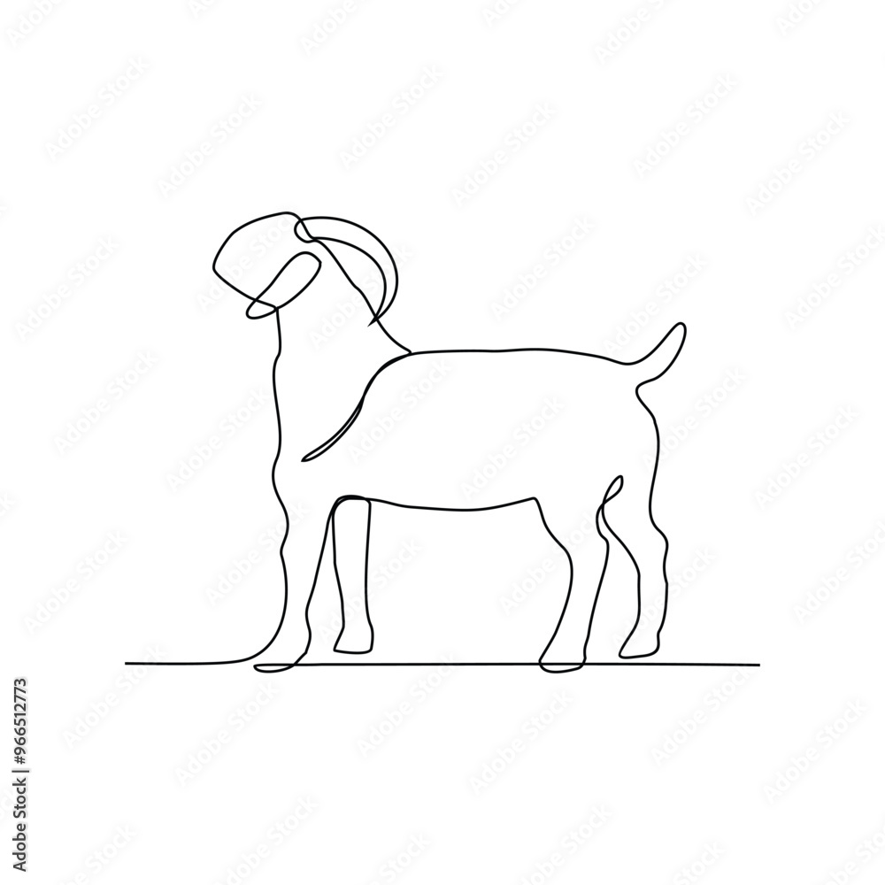 One continuous line drawing of Goat vector illustration. Goats are ...