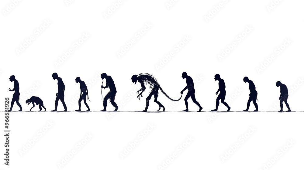 Evolutionary Progression of Human Silhouettes Depicting Transition from ...