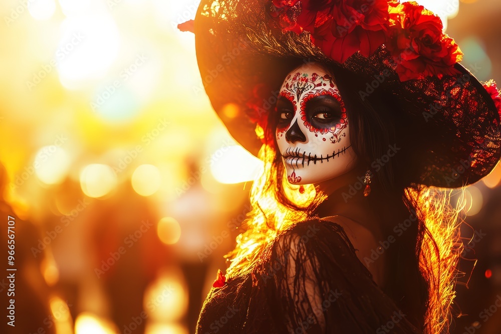 Young woman with La Catrina make-up to celebrate Dia de los muertos ...