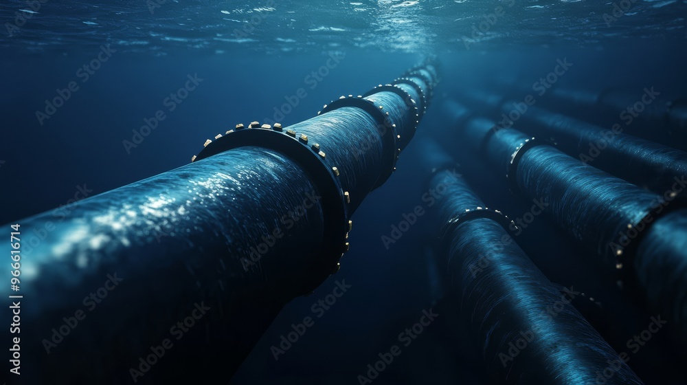 Underwater pipelines transporting resources across the ocean floor ...