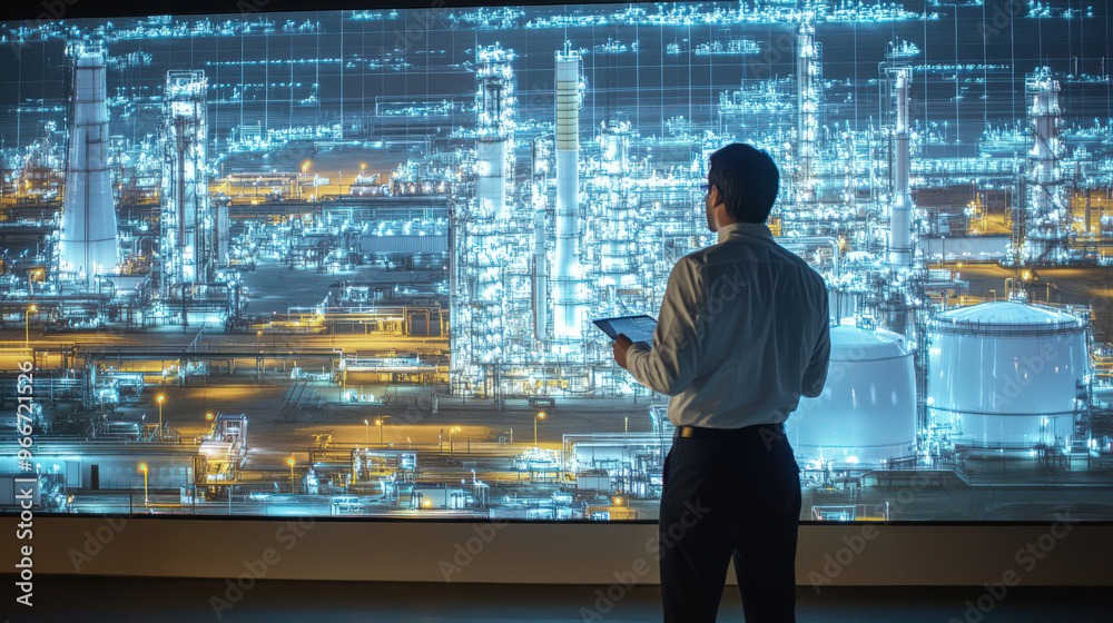Industrial Engineer Analyzing Refinery Data on Tablet Stock Photo ...