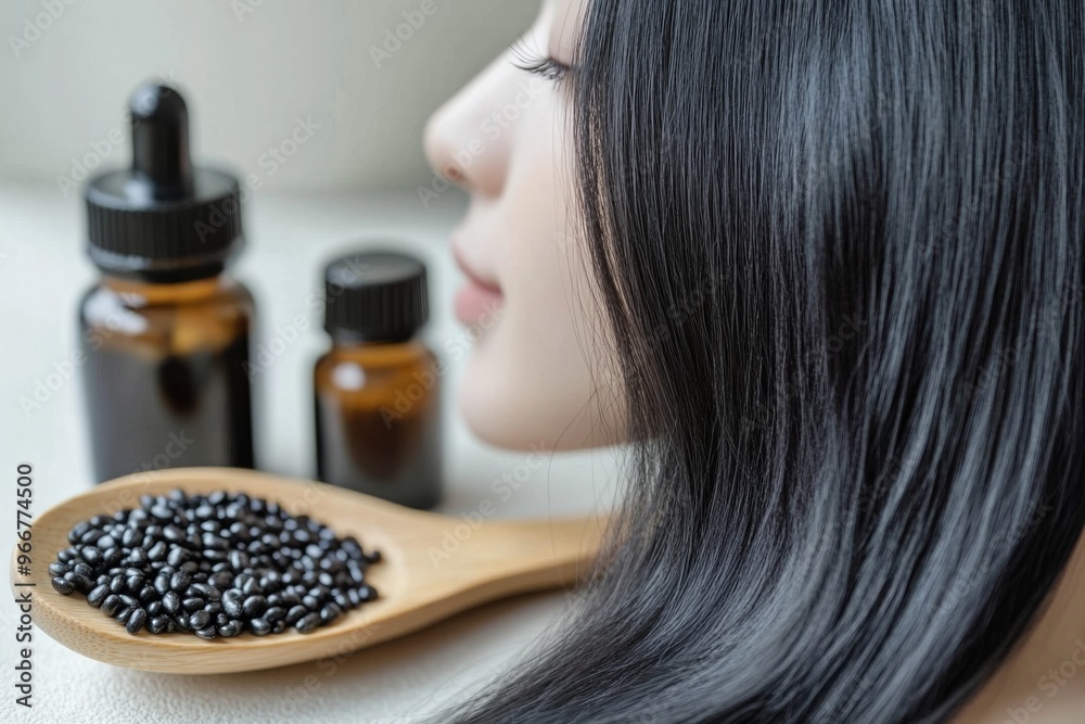 Sesame extract helps nourish hair to be shiny and strong. Sesame ...