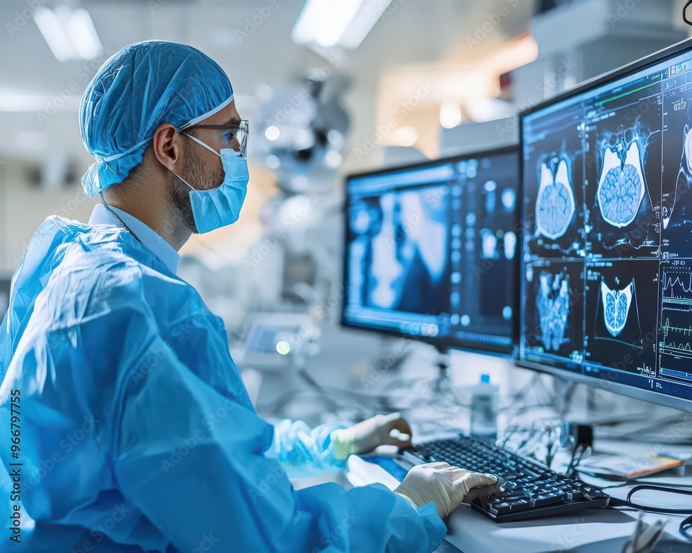 Gastroenterologist performing an endoscopy, specialized in digestive ...